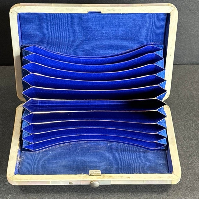 1900 Antique Mother of Pearl and Silver Inlaid Calling Card Case ...