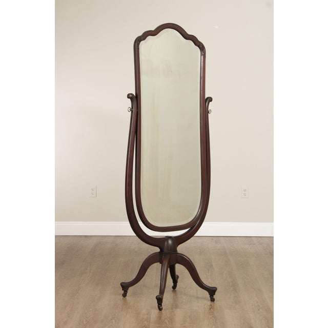 Antique Mahogany Cheval Standing Mirror | Chairish