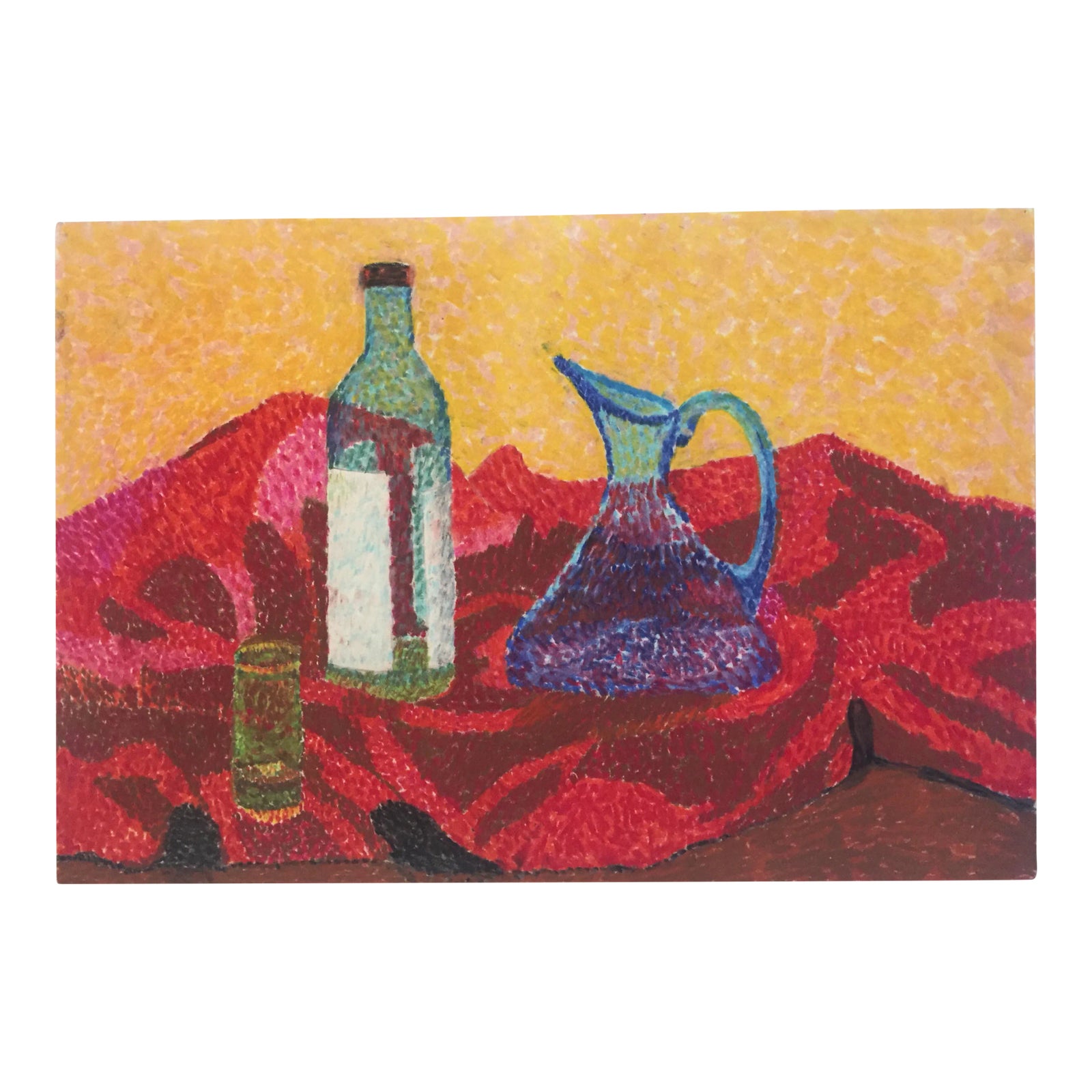 Original Vintage Pointalist Still Life Painting | Chairish