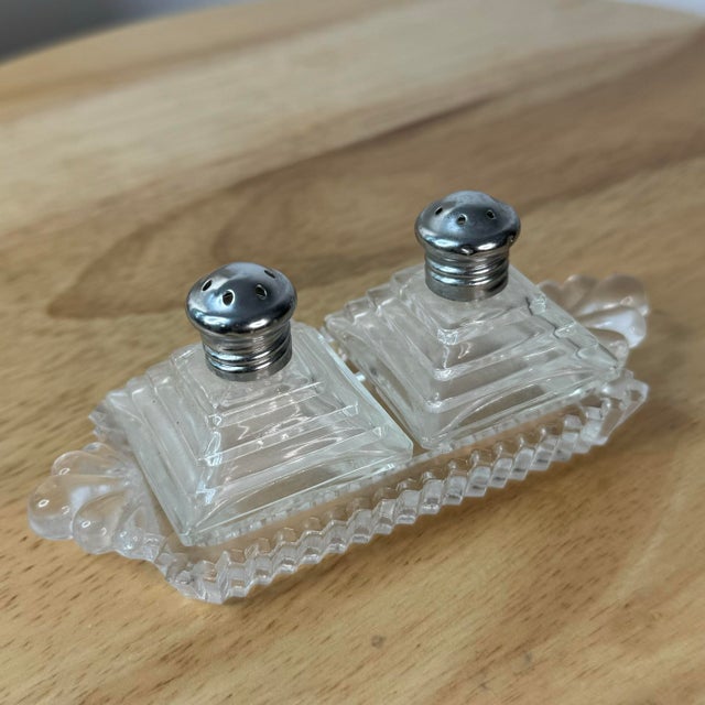 Mid 20th Century Vintage Glass Irice Pyramid Mini Pepper Salt Set With ...