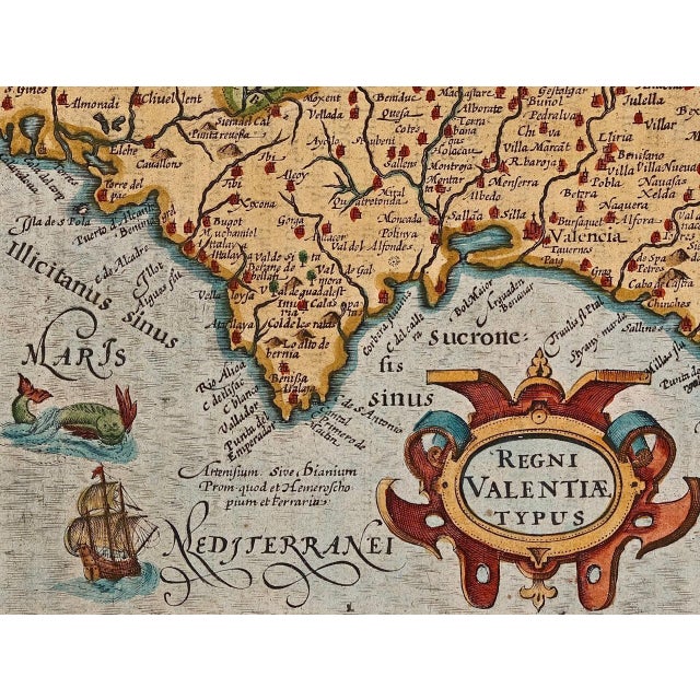Gerard Mercator Valencia and Murcia, Spain: A 17th Century Hand-Colored ...