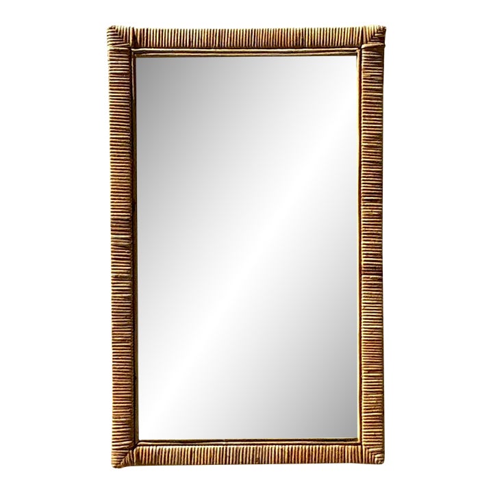 Vintage Coastal Wrapped Rattan Mirror | Chairish