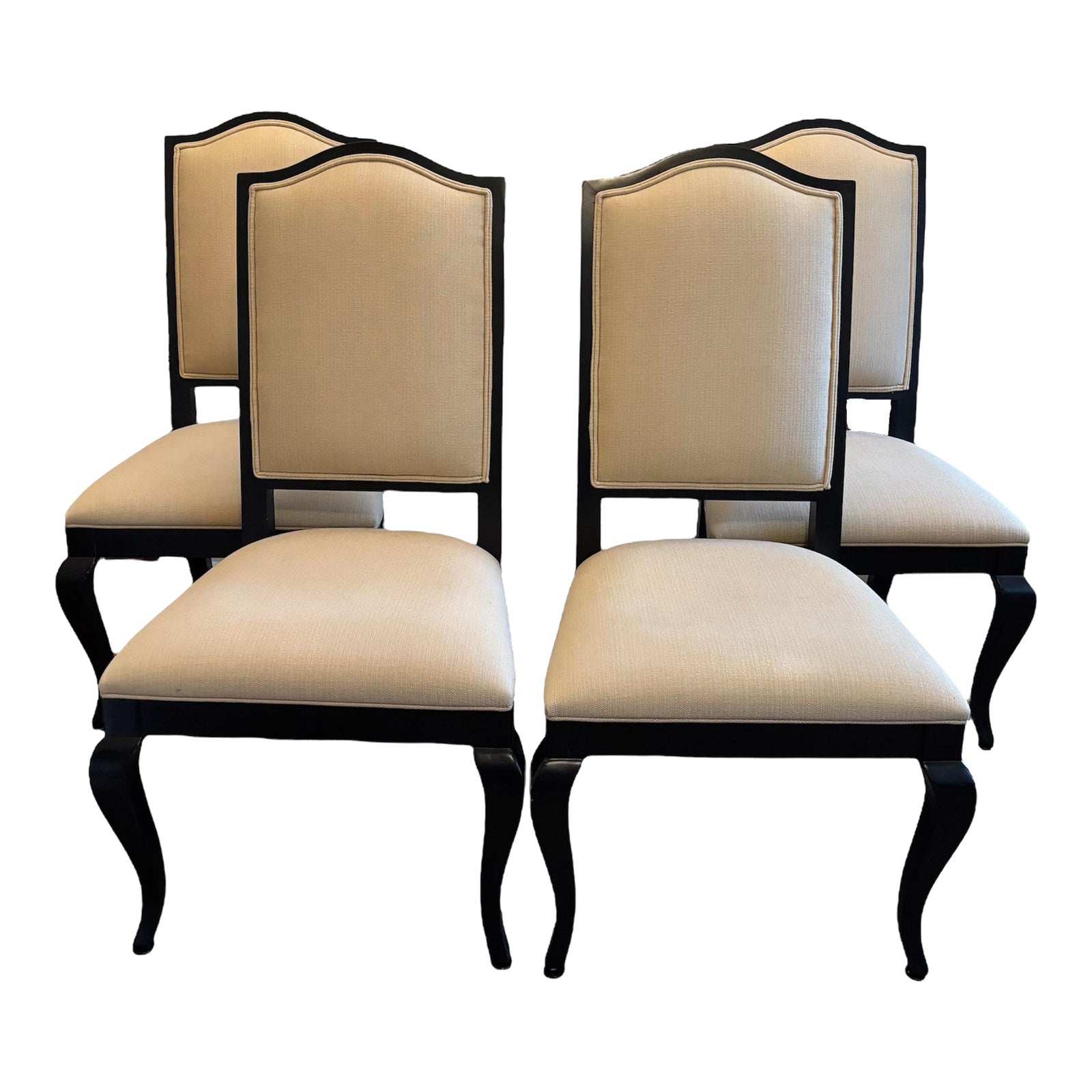 Vintage Ethan Allen Hayden Black Dining Chairs With Tan Upholstery ...
