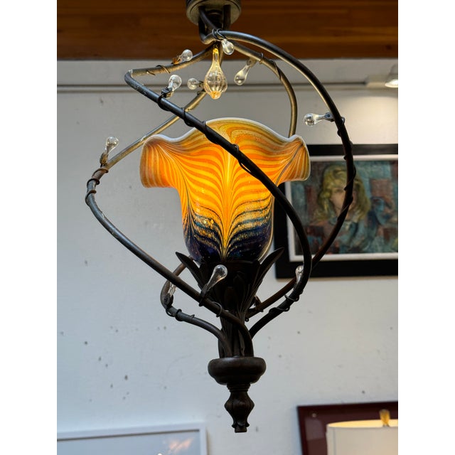Quoizel Salamander Blown Glass Pendant Light | Chairish