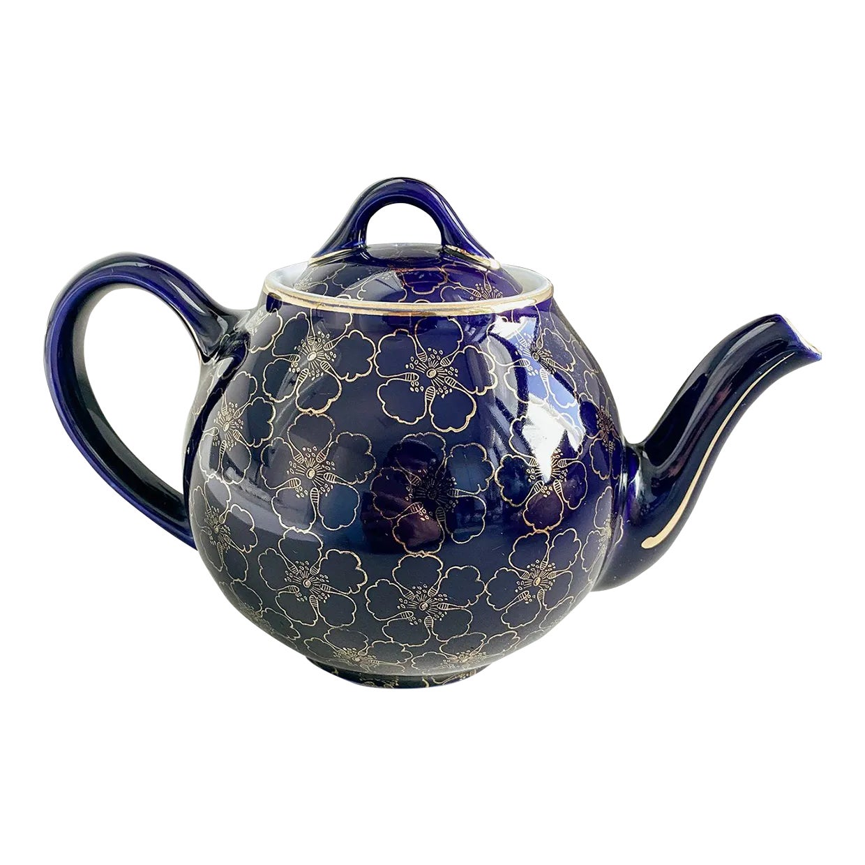 Hall China Cobalt Blue With Gold French Flowers and Trim Tea Pot, 1920 ...