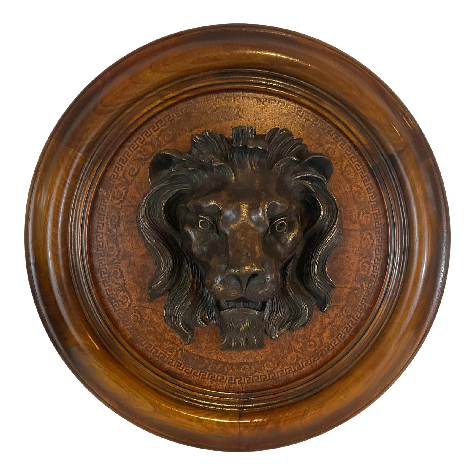Theodore Alexander Neoclassical Lion Medallion Plaque | Chairish