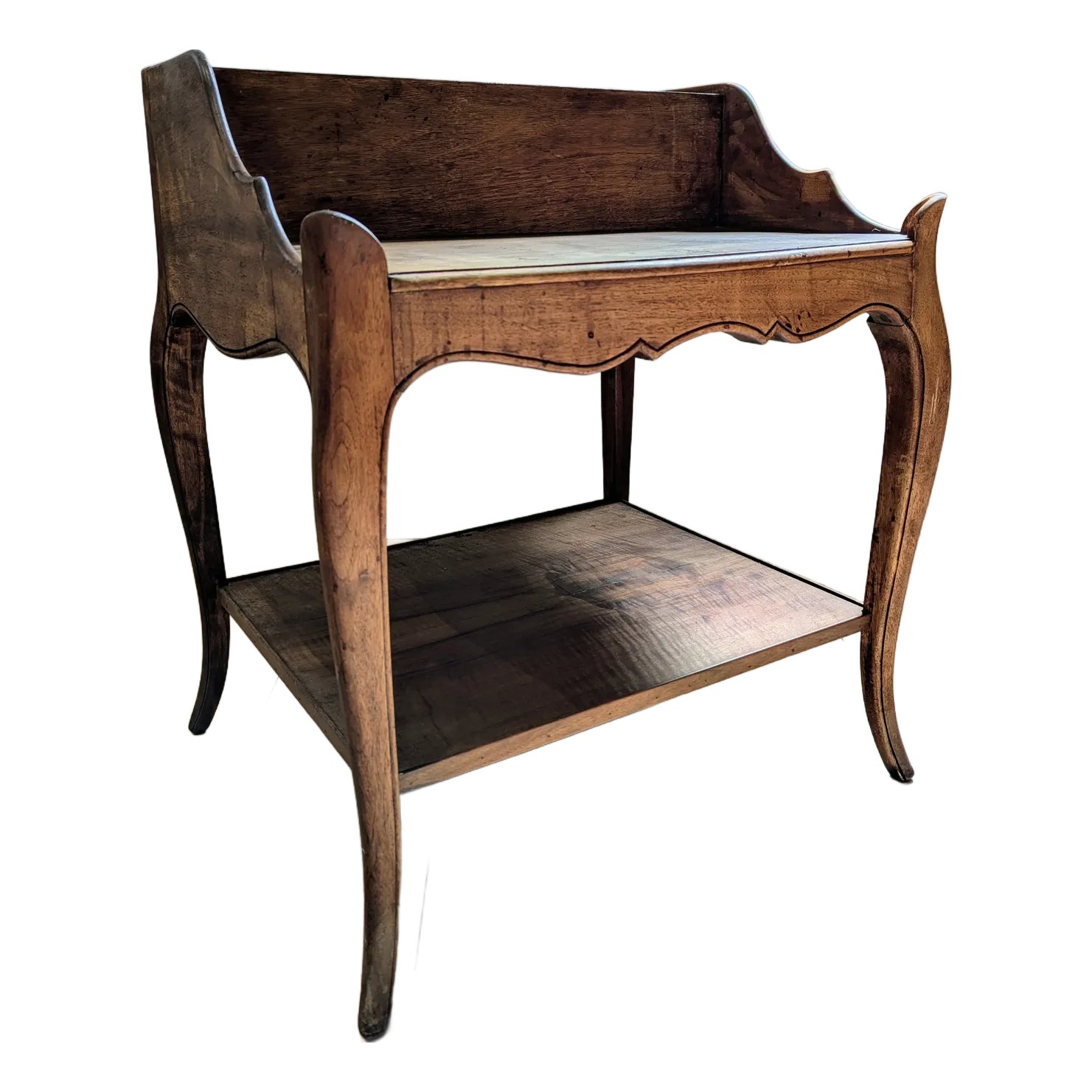 Antique French Walnut Step Down Side Table With Shelf | Chairish