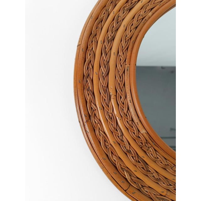 Vintage Riviera Round Mirror in Curved Canes and Rattan Core Braids ...