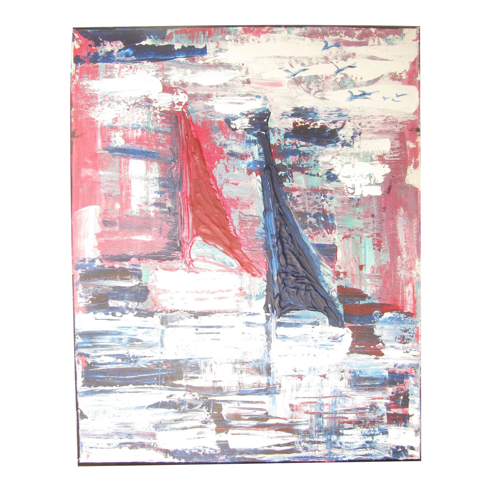 Abstract Sailboat Painting | Chairish