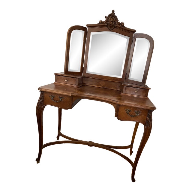 Late 19th Century Antique Louis XV Walnut Vanity | Chairish