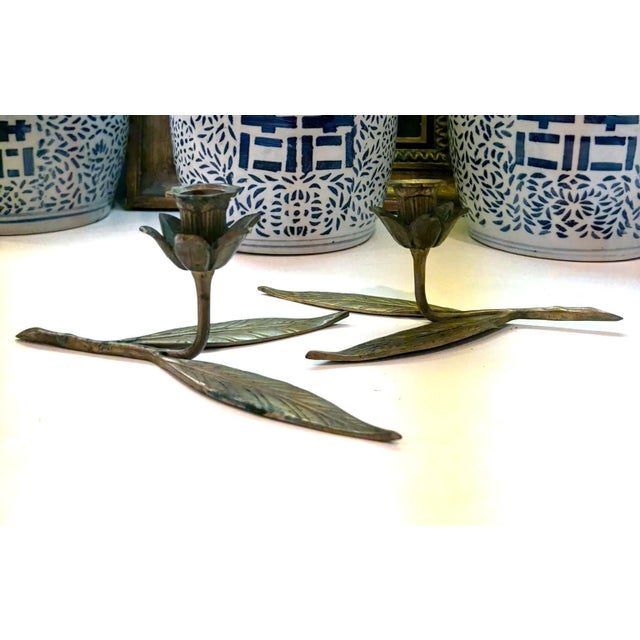 Vintage Brass Lotus Flower Candle Holders Tablescape With Leaf Bases ...