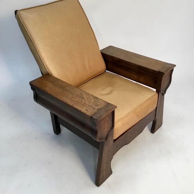 Oak Reclining Morris Chair With Hinged Compartments | Chairish