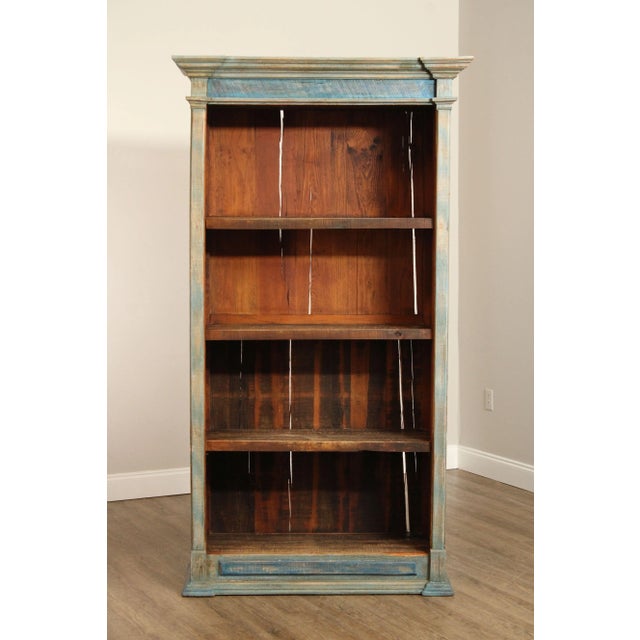 Rustic Farmhouse Style Painted Tall Open Bookcase | Chairish