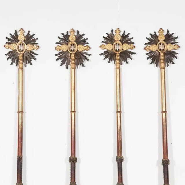 French Baroque Style Hand Carved Giltwood Processional Crosses- Set of ...