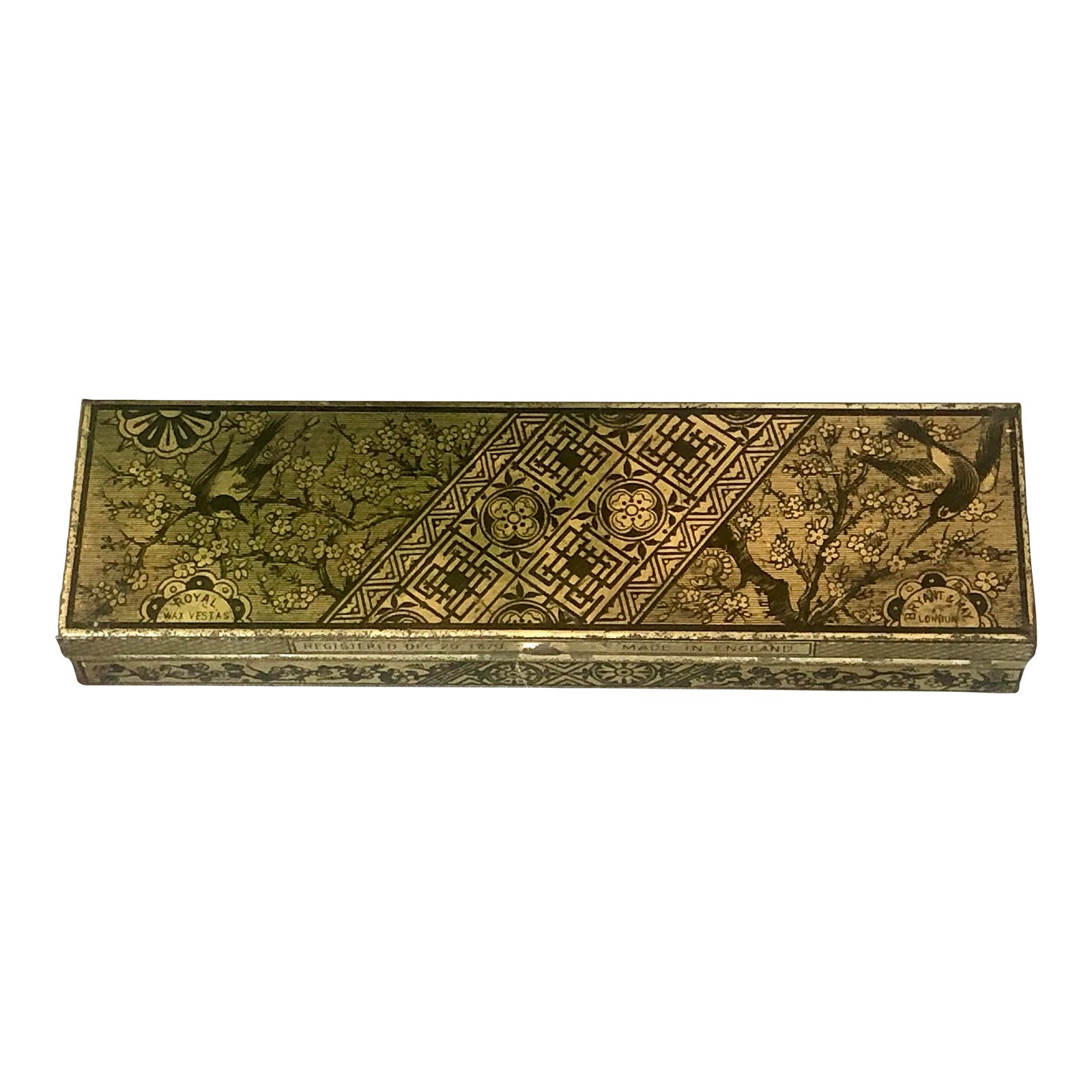 Antique Decorative Tin Match Box Vesta | Chairish