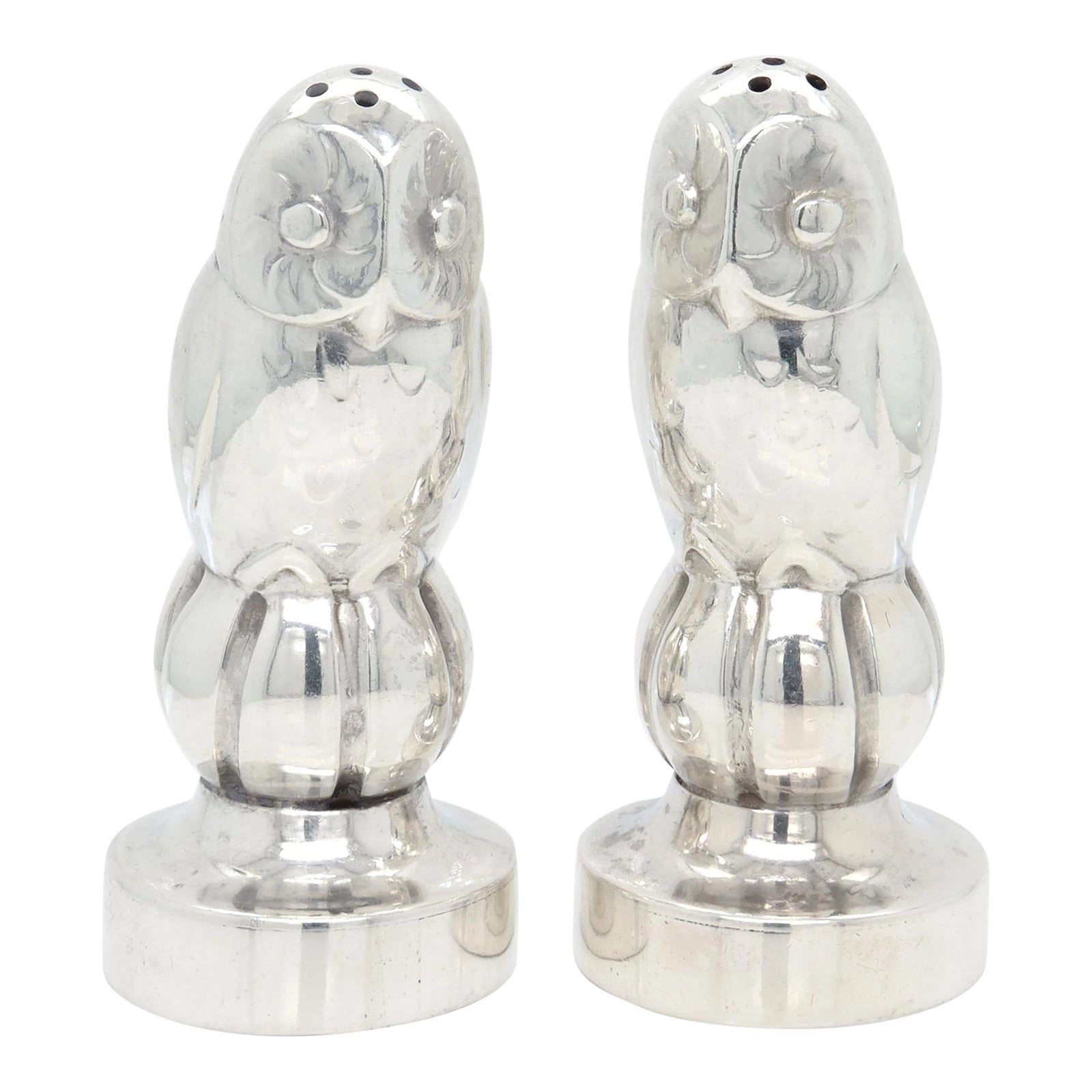 Antique Georg Jensen Sterling Silver Owl Salt & Pepper Shakers Model No ...