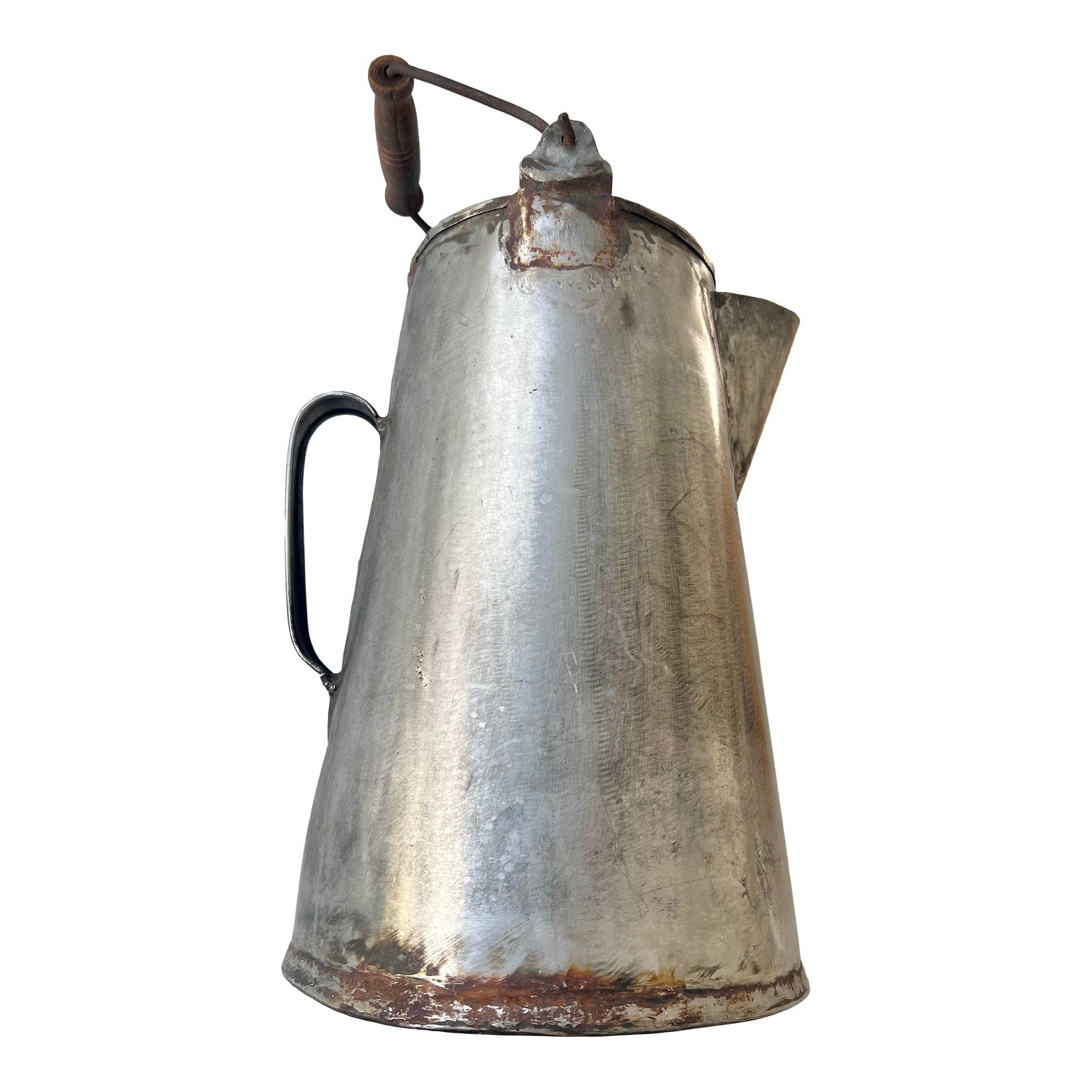 Antique Hand Made Large Metal Coffee Pot/ Pitcher | Chairish