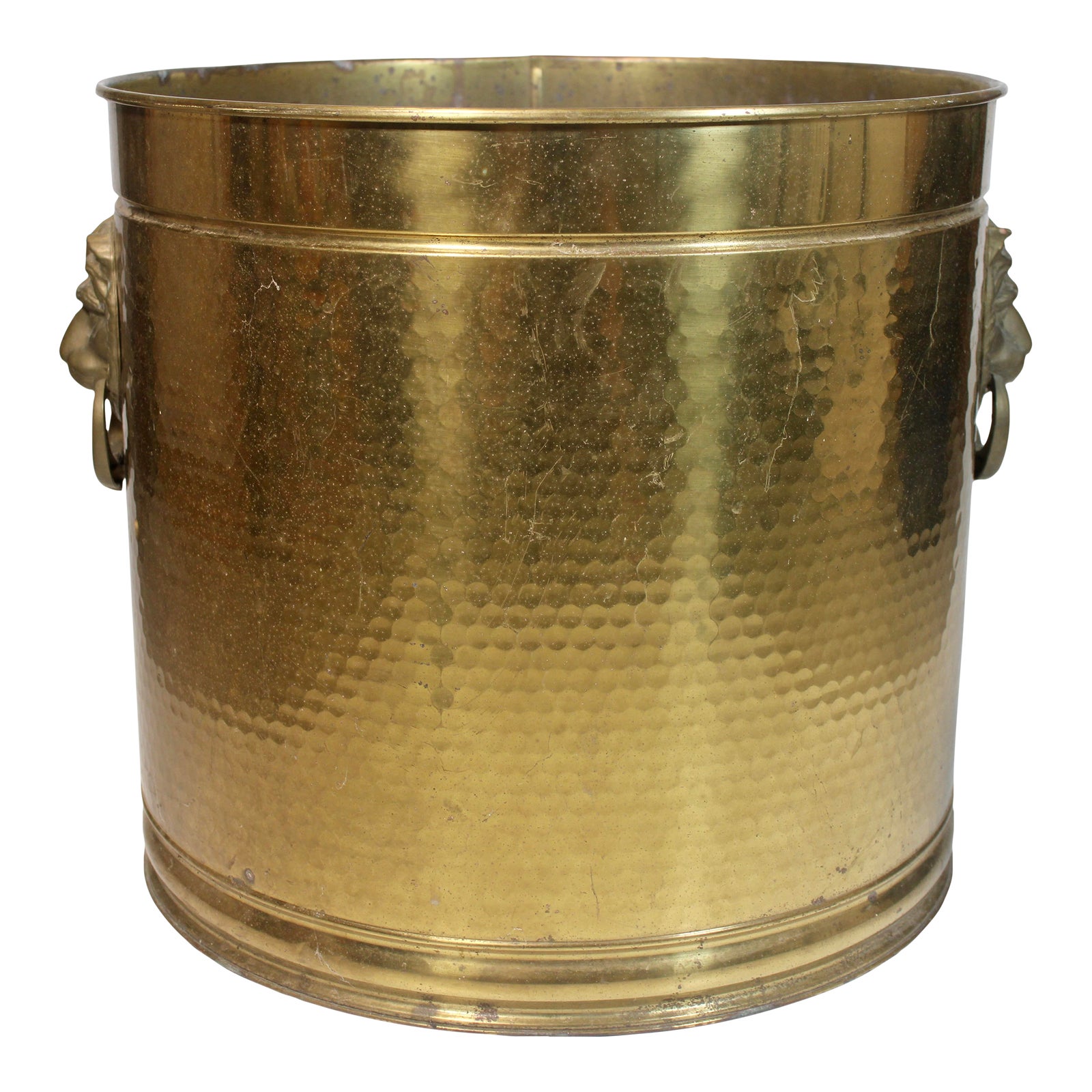 Extra Large English Hammered Brass Planter | Chairish