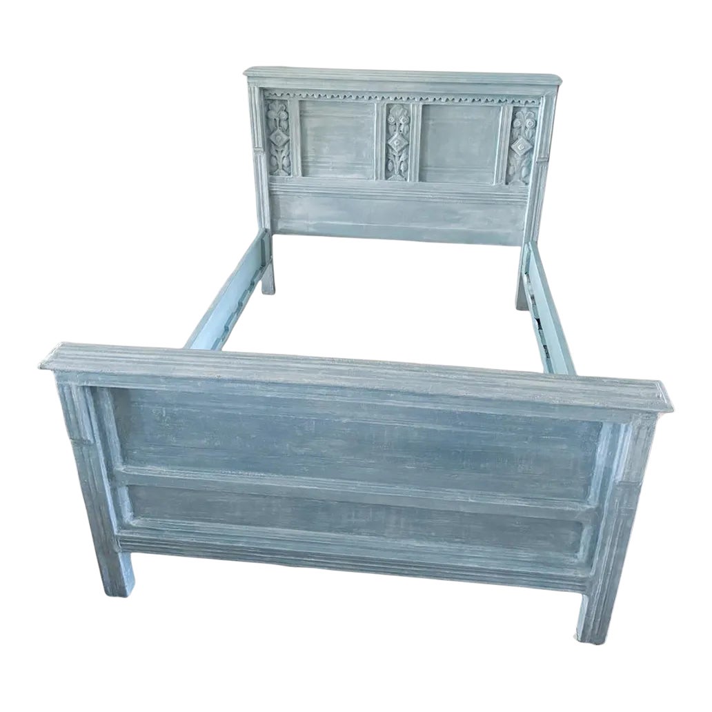Plaster Linen Wrapped Victorian Carved Bedframe Full | Chairish