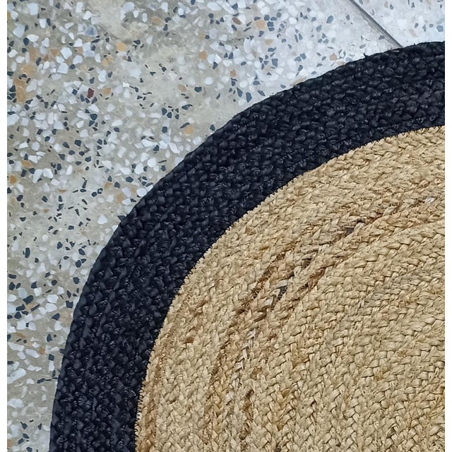 Handwoven Natural Jute Door Mat With Black Border | Chairish