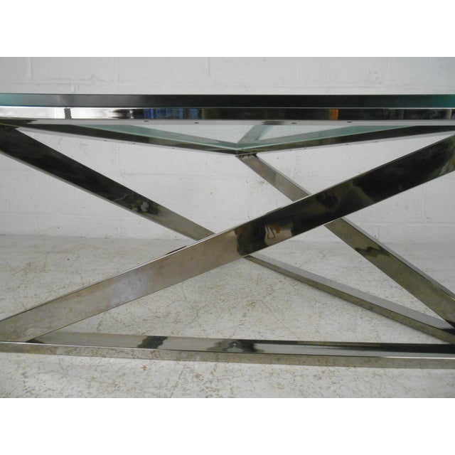 Mid-Century Modern Style Triangular Chrome Coffee Table | Chairish