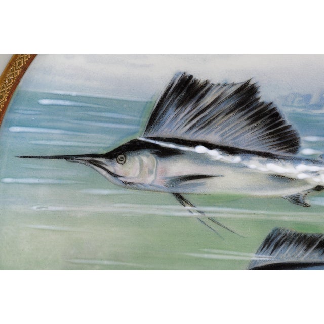 Black Knight Fish Plates Designed by Arno Johnssen Green Gilt Shaped ...