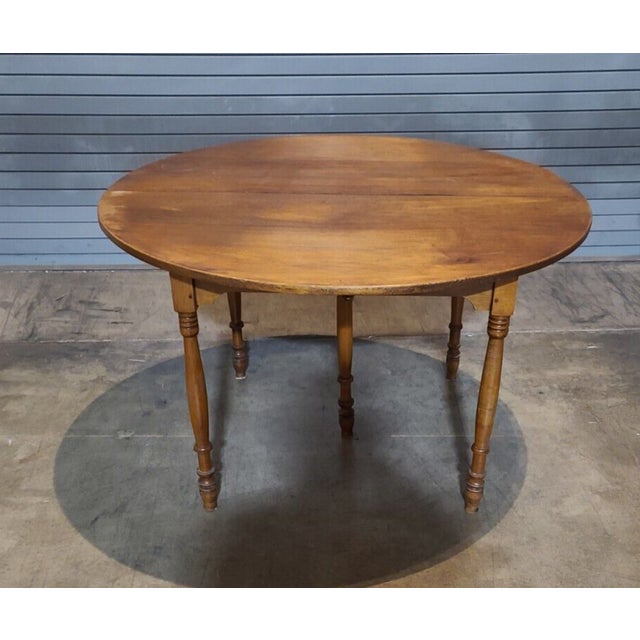 Bench Made Round Maple & Tiger Maple Dining Table 3 Leaves M. Brown of ...