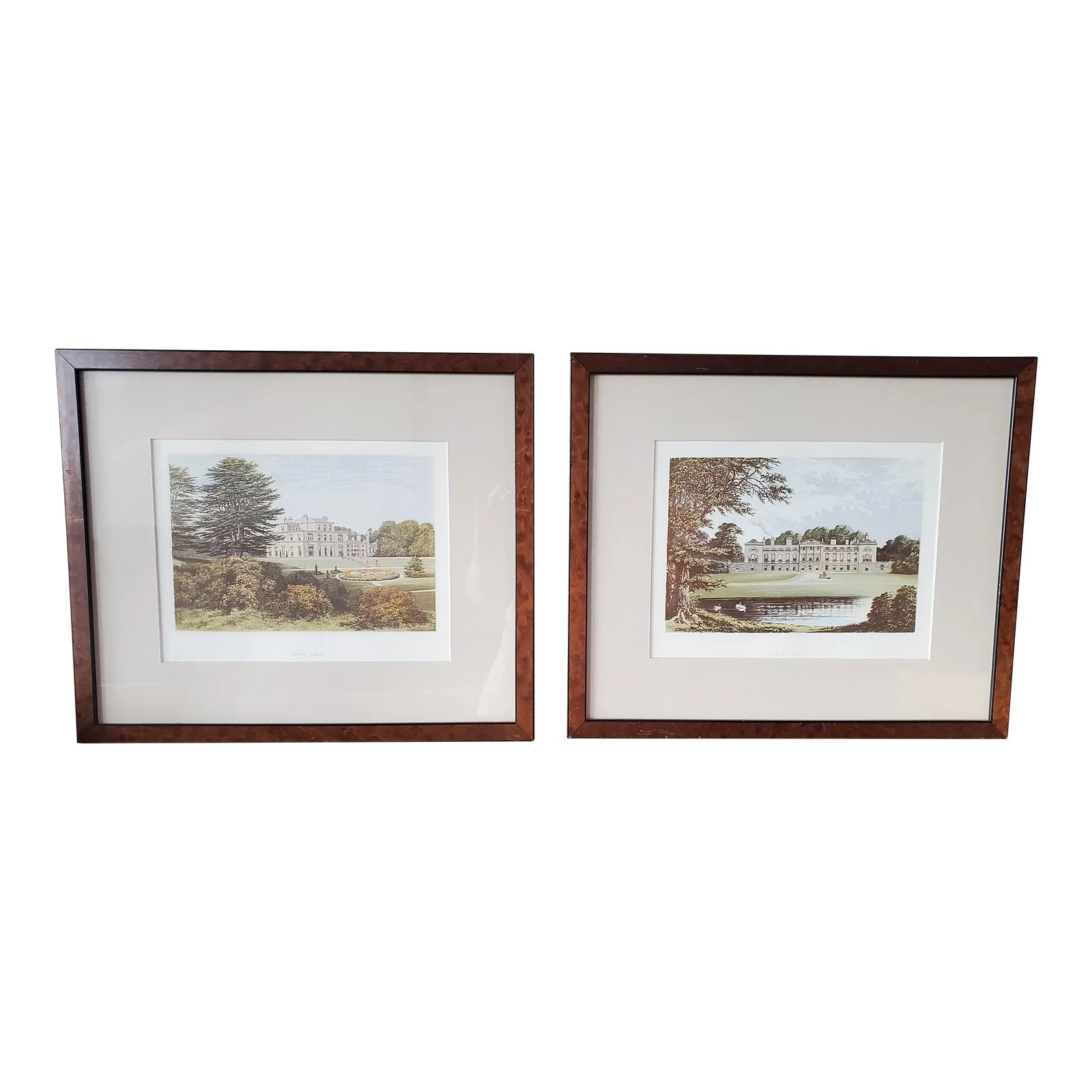 Framed Lithograph Reproduction Prints of Woburn Abbey and Eden Hall, a ...
