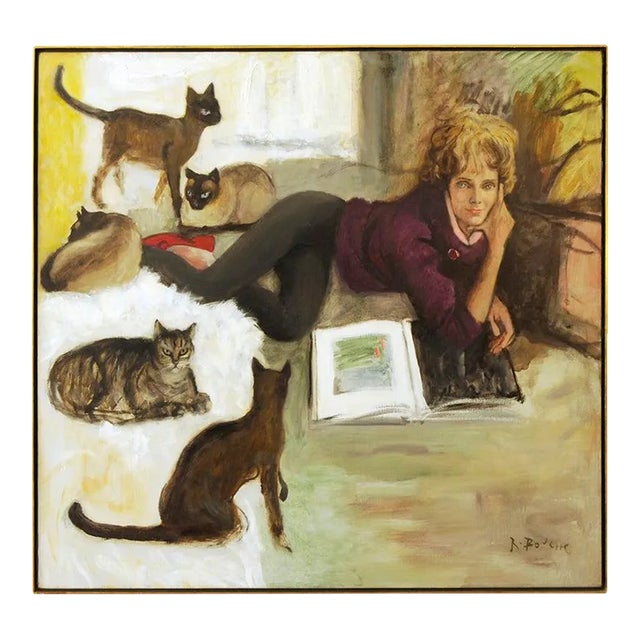 Rene Bouche Large Oil on Canvas, Vogue Illustrator and Society Portrait ...