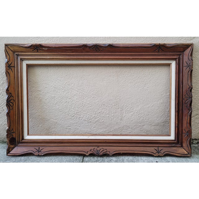 Vintage 1970s Arts and Crafts Dark Brown Wood Picture Frame | Chairish