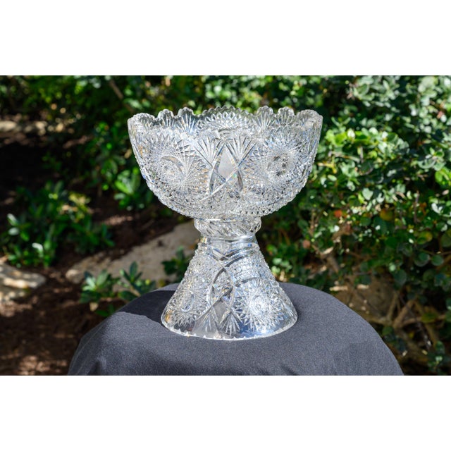 Baccarat Attrib. French Diamond Cut Crystal Footed Bowl or Crystal Bowl ...