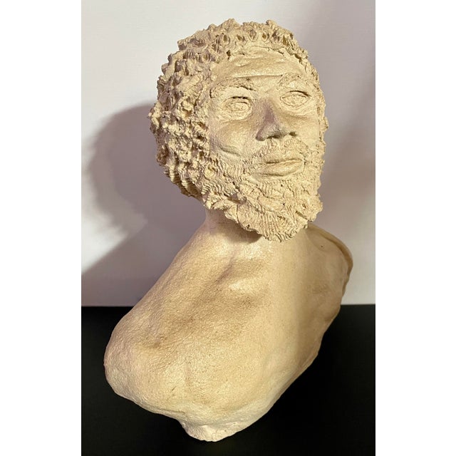 1983 Neo-Classical Original Ceramic Clay Bust of a Man by Artist Liza ...