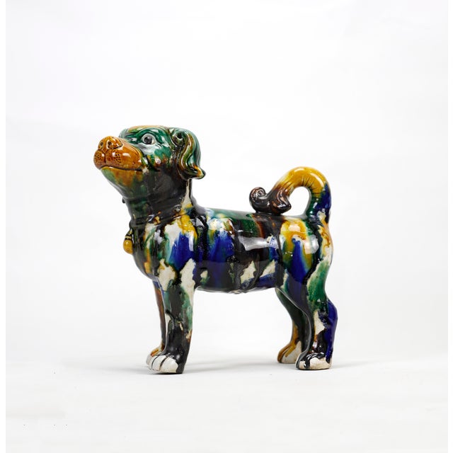 A Pair of 1970s Vintage Multi-Colored Foo Dog Sculptures | Chairish
