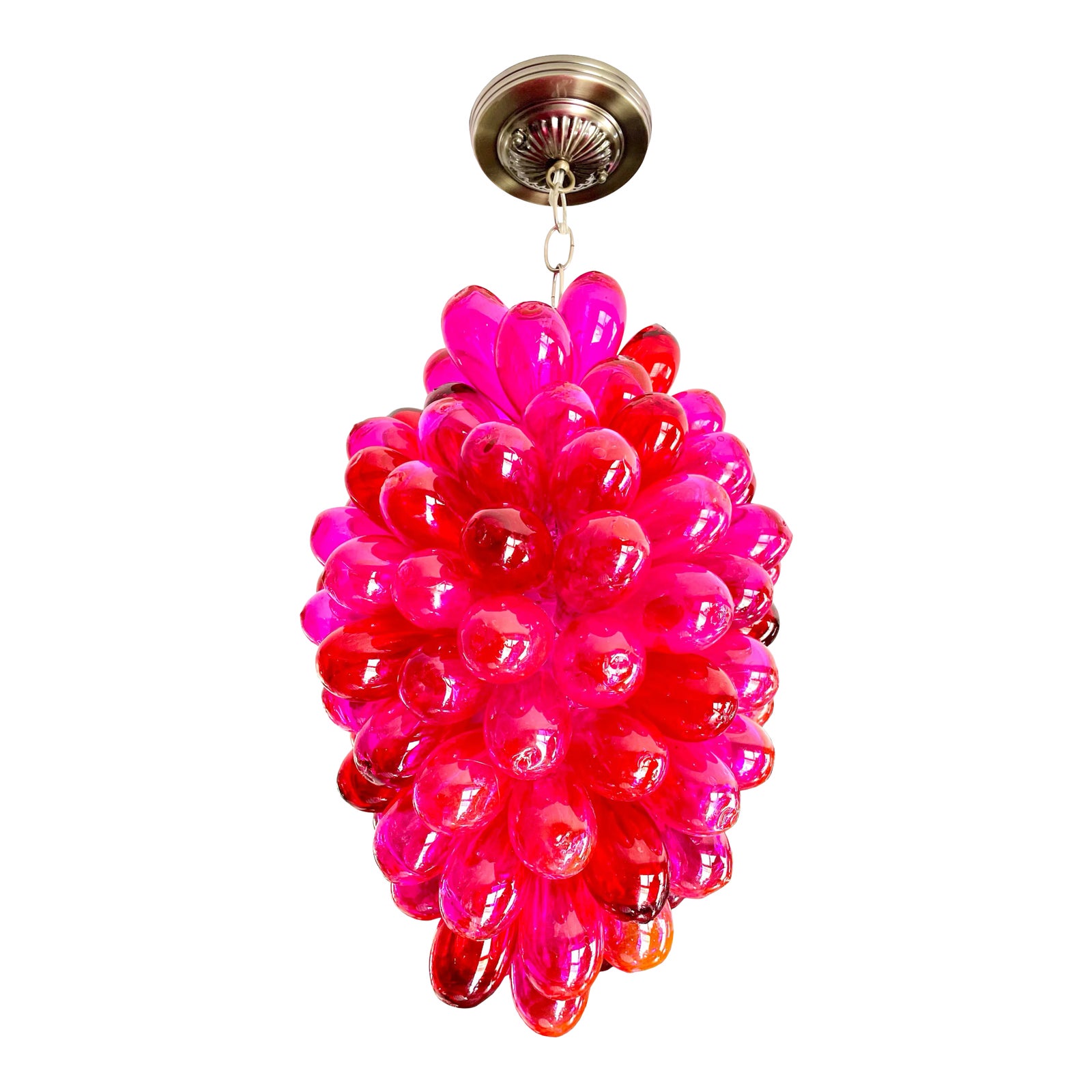 Handmade Stained Pink Color Light Fixture of Recycled Hand Blown Glass ...