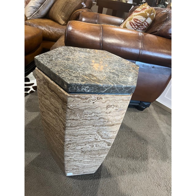 Hexagonal Stone Accent Table | Chairish