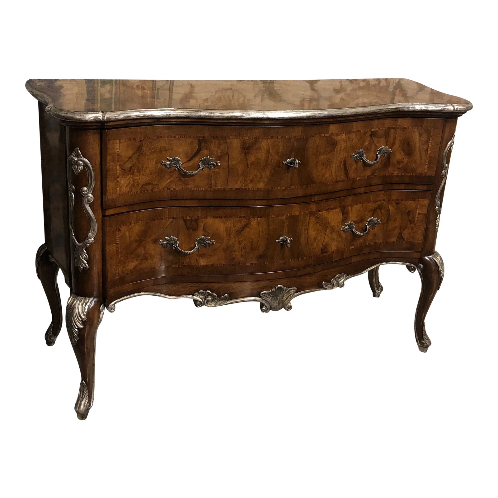 Italian Two Drawer Shaped Chest of Drawers | Chairish