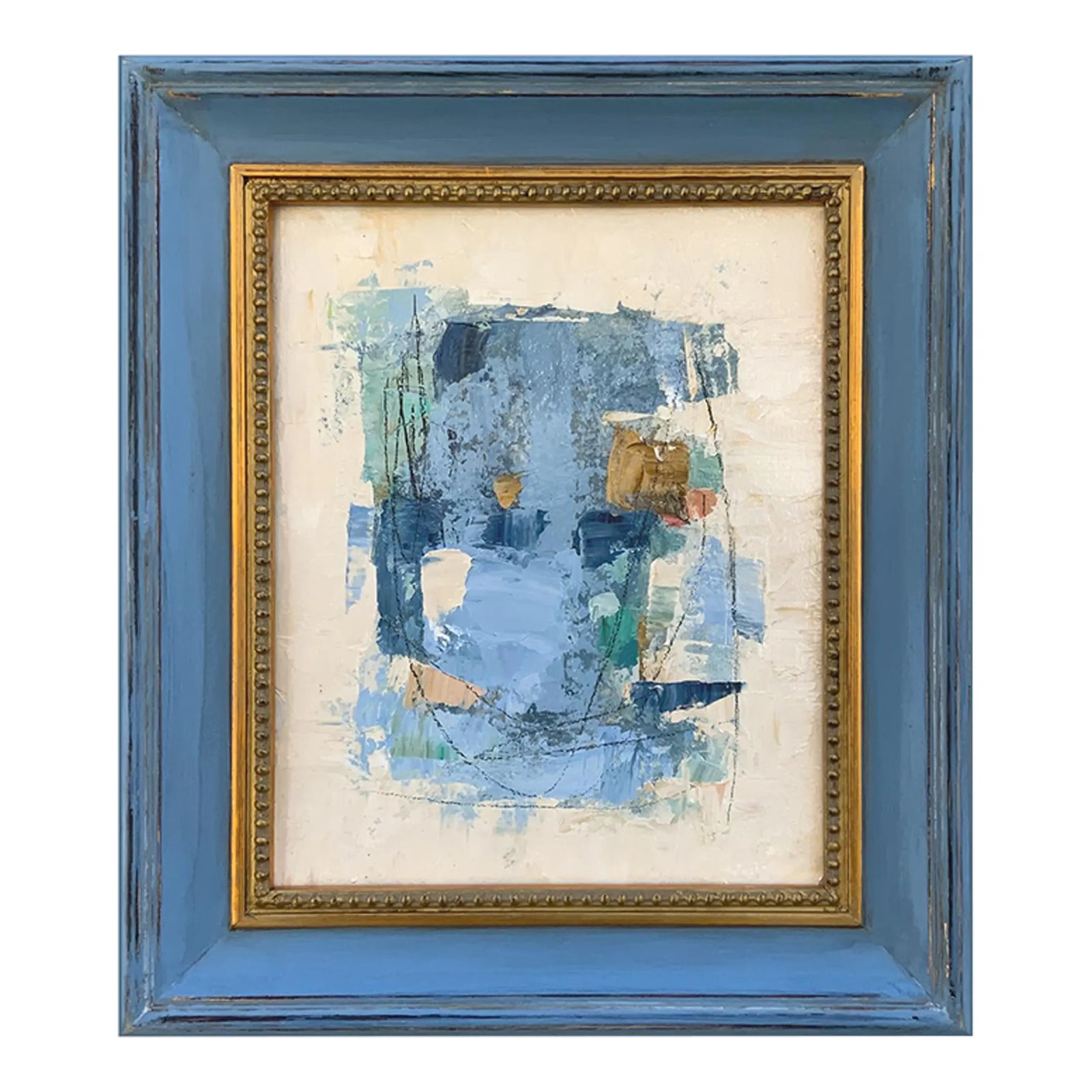 Periwinkle Blue Abstract Oil Painting, Framed | Chairish