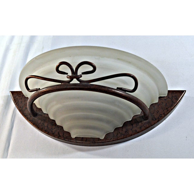 Art Deco Style Tortoise Metal Demilune Wall Sconce | Chairish