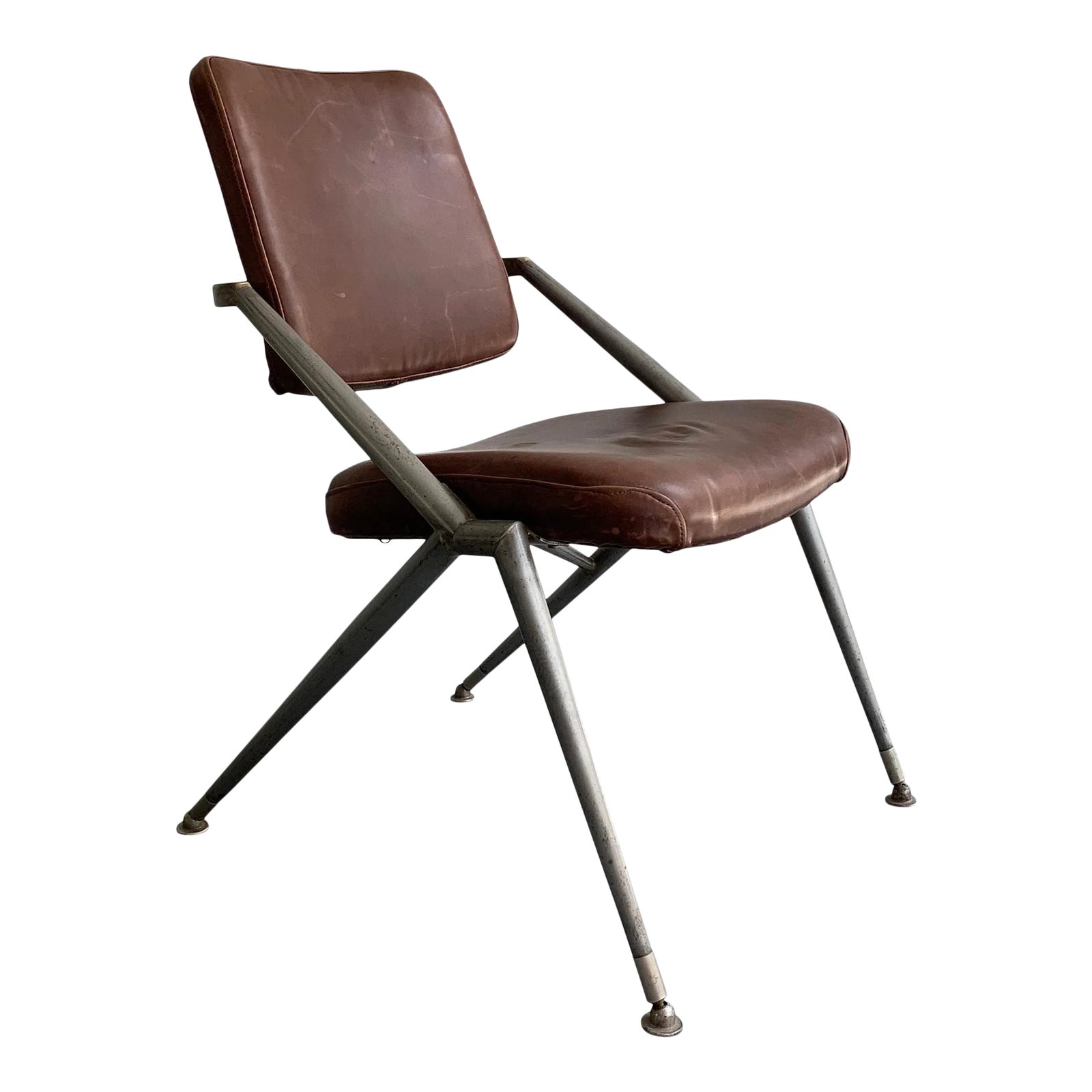Mid-Century Steel and Leather Office Chair by Cramer | Chairish