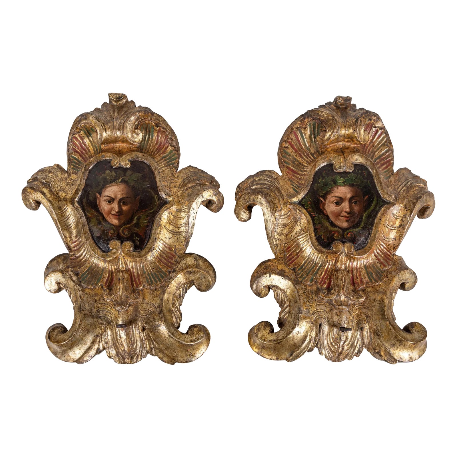 Whimsical, Polychrome Wall Plaques, circa 1805 - A Pair | Chairish