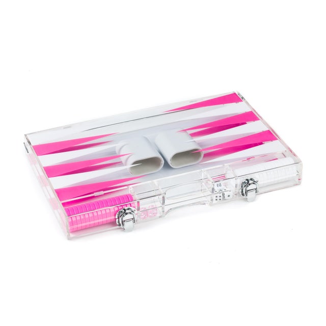 Acrylic Backgammon Set In Pink and White | Chairish