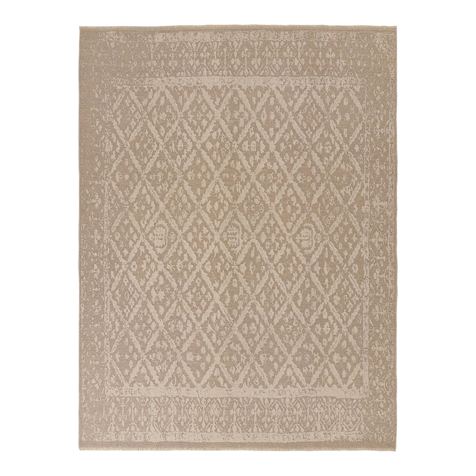 Rug & Kilim’s Modern Classic Rug in Beige-Brown With Lattice Floral ...