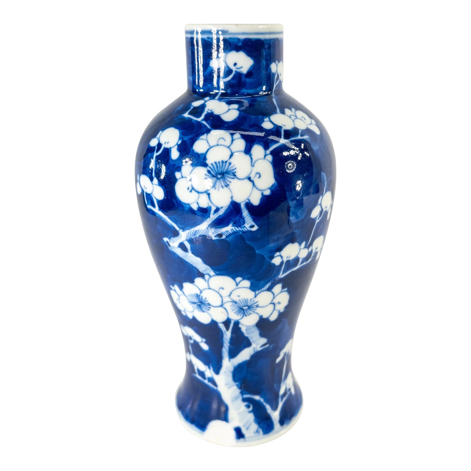 19th Century Chinese Chinoiserie Blue and White Prunus Vase With Kangxi ...
