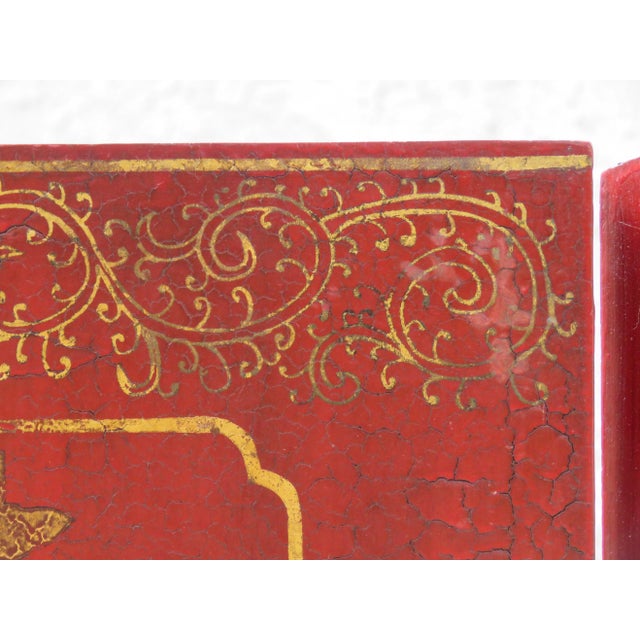 Antique Four-Panel Chinese Red Lacquer Screen | Chairish