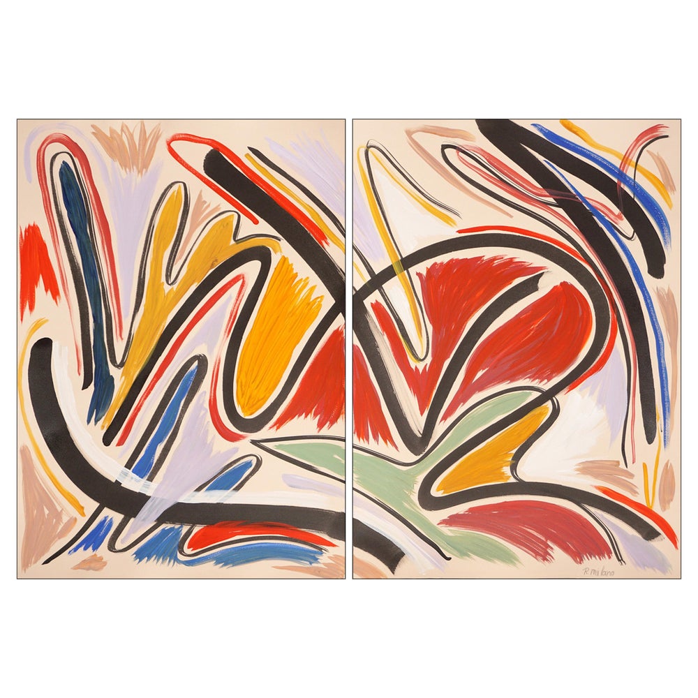 Romina Milano, Tropical Music I Diptych, 2023, Acrylic on Paper | Chairish