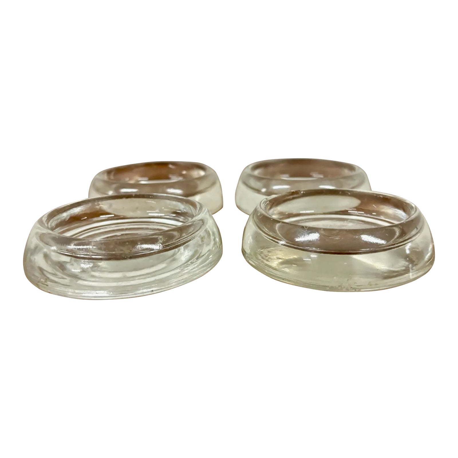 Vintage Glass Furniture Leg Coasters | Chairish
