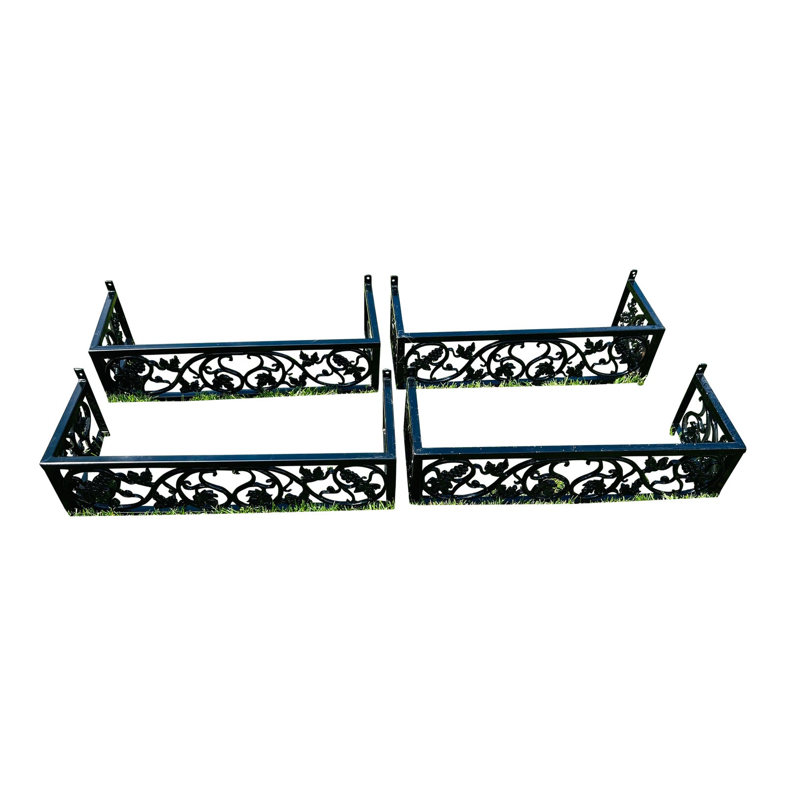 C. 1940's Outdoor Garden Hand Wrought Iron Window. Boxes a Set of 4 ...