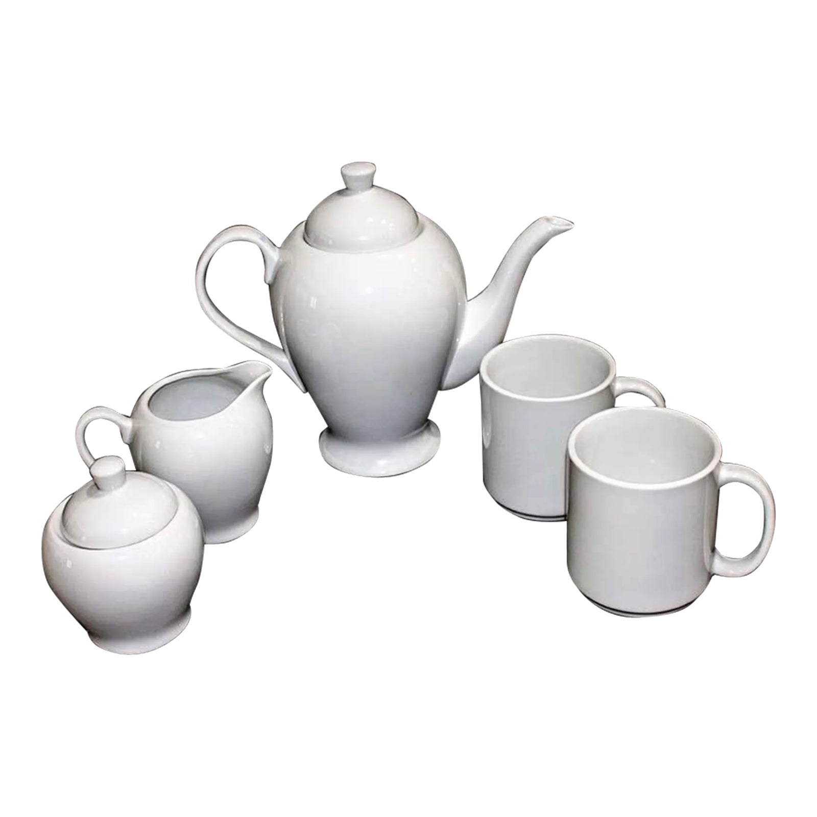 Williams-Sonoma White Porcelain Coffee Service - Pot Mugs Creamer Sugar ...