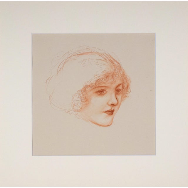 Antique Art Deco Portrait Drawing of a Woman by Charles Sheldon C ...