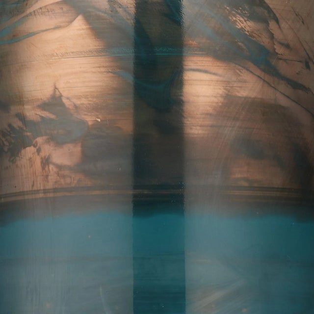 Vapor Semi-Flush Mount, Aqua & Brass | Chairish